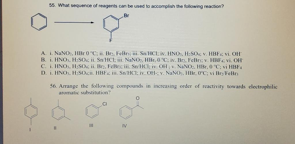 Solved 55. What sequence of reagents can be used to | Chegg.com