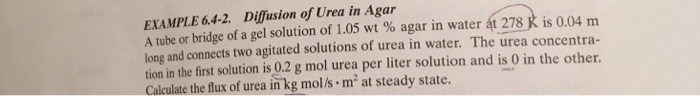 Solved EXAMPLE 6.4-2. Diffusion of Urea in Agar A tube or | Chegg.com