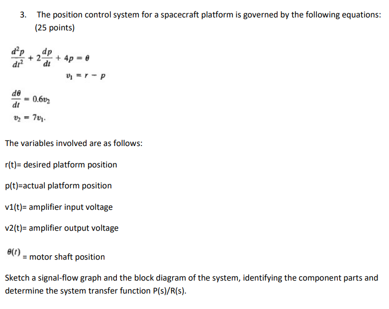 Solved 3. The position control system for a spacecraft | Chegg.com