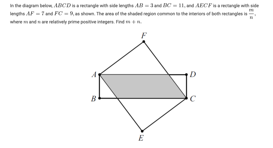 Solved m In the diagram below, ABCD is a rectangle with side | Chegg.com