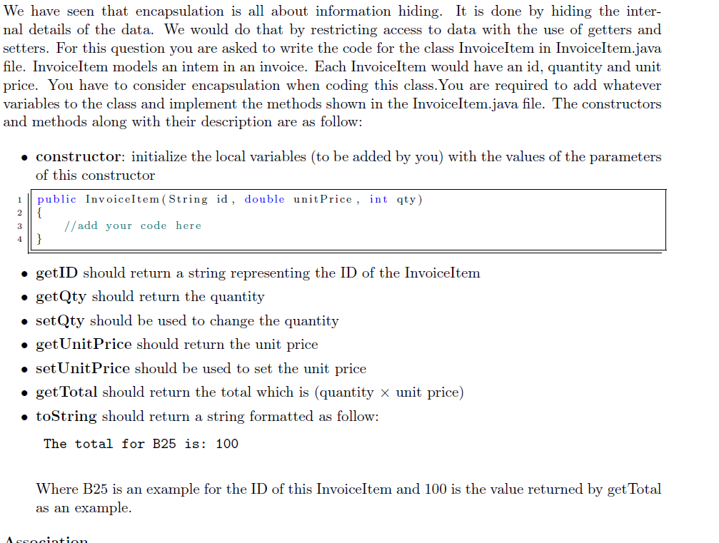 Solved We have seen that encapsulation is all about | Chegg.com