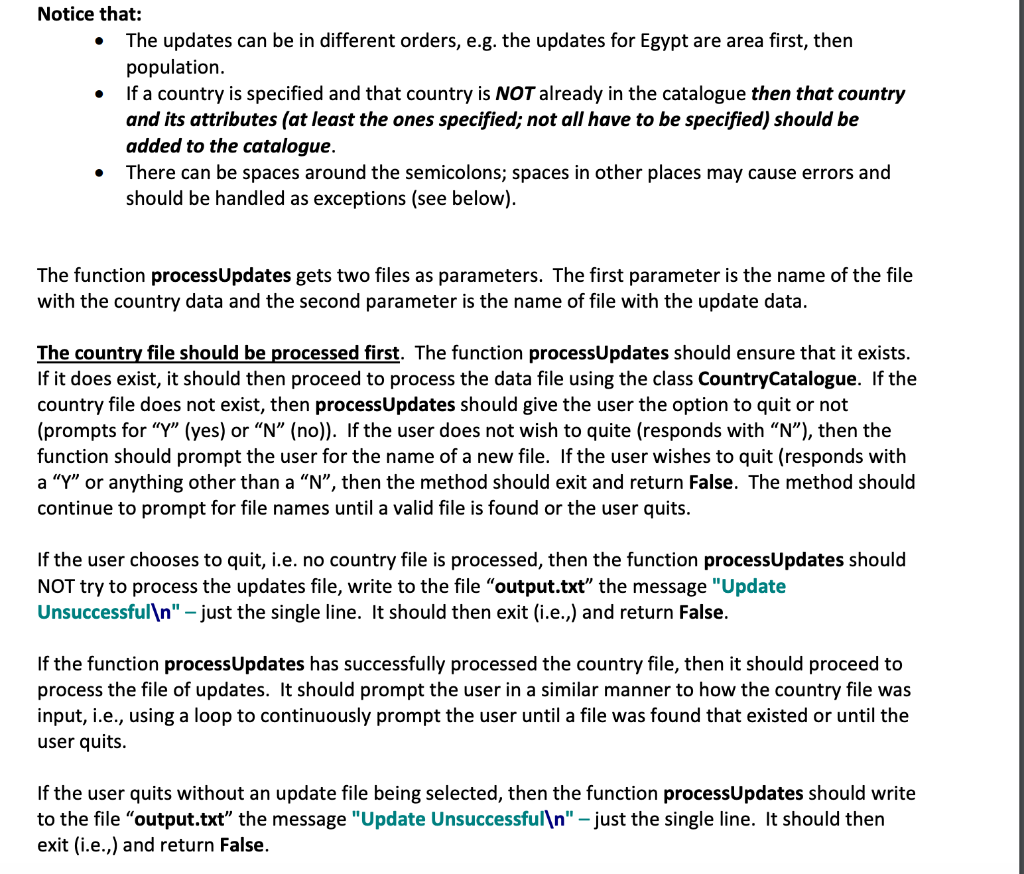 CS1026: Assignment 4: Country Classes Due: Thursday, | Chegg.com