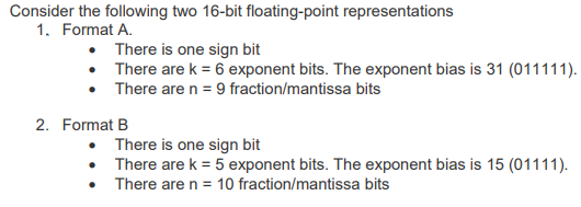 Consider the following two 16-bit floating-point | Chegg.com