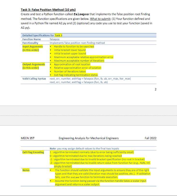 Solved Task 3: False Position Method ( 10 pts) Create and | Chegg.com