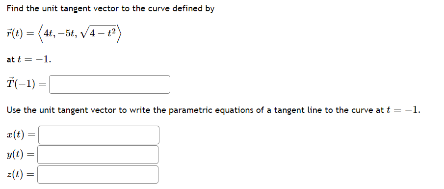 Solved Find the unit tangent vector to the curve defined | Chegg.com