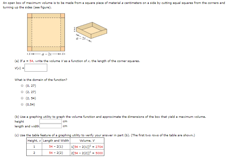 Solved An open box of maximum volume is to be made from a | Chegg.com