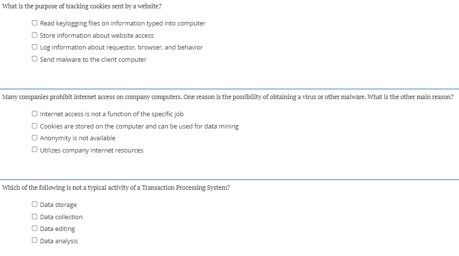Solved What is the purpose of tracking cookies sent by a | Chegg.com