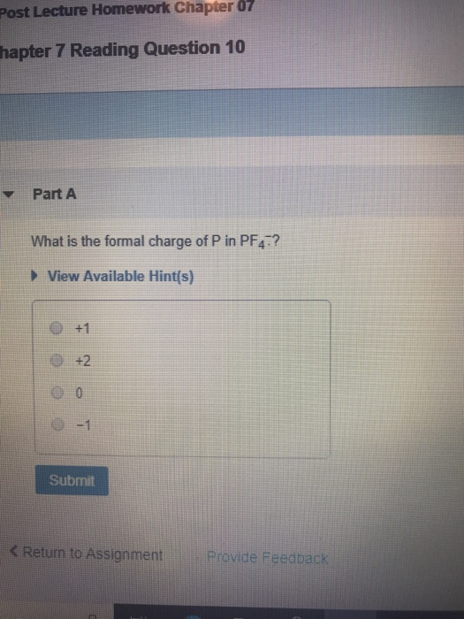 Solved Post Lecture Homework Chapter 07 hapter 7 Reading | Chegg.com