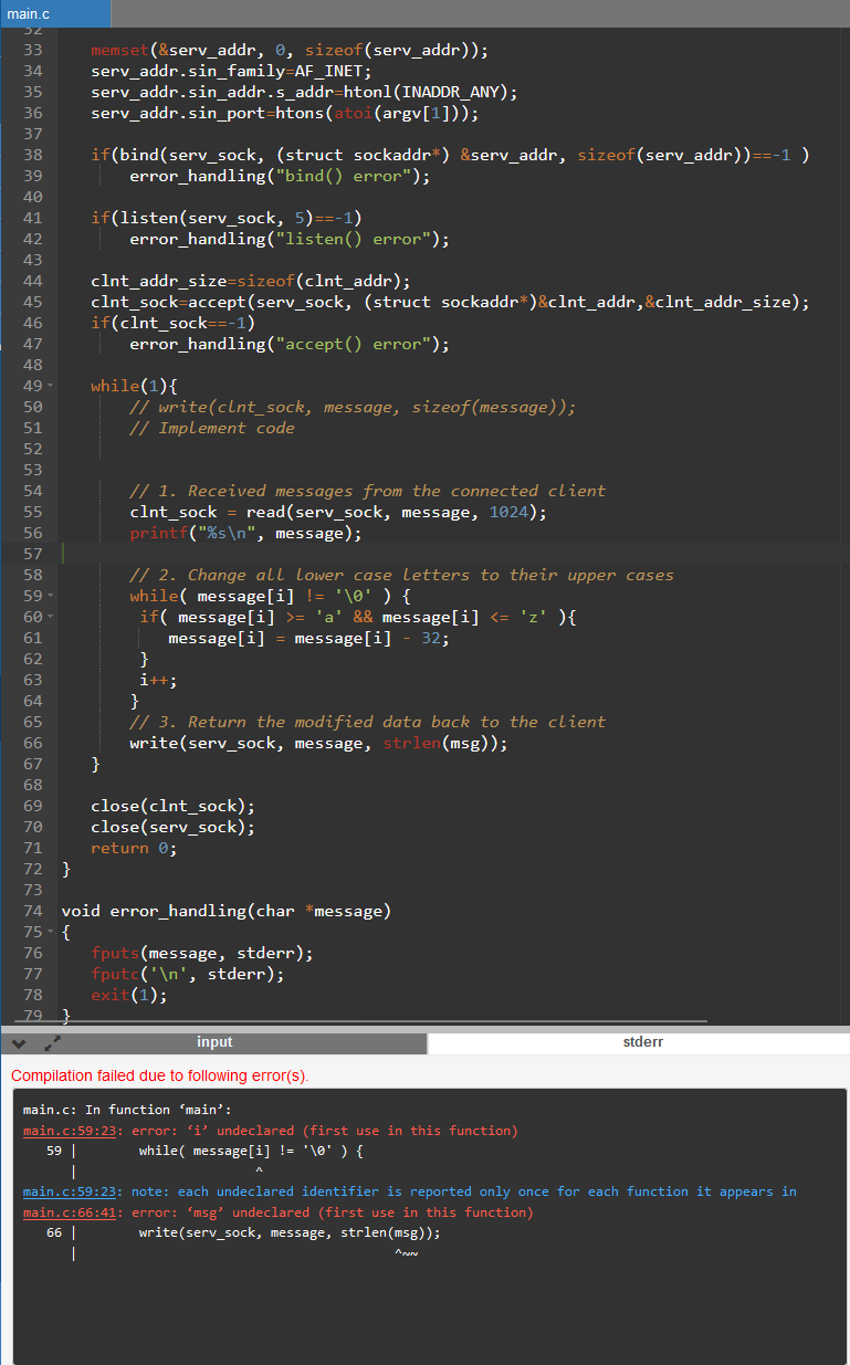 Solved I am getting undeclared function errors in this c | Chegg.com