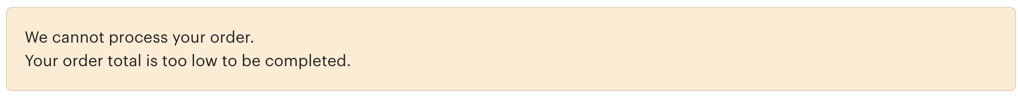 Solved We cannot process your order. Your order total is too | Chegg.com