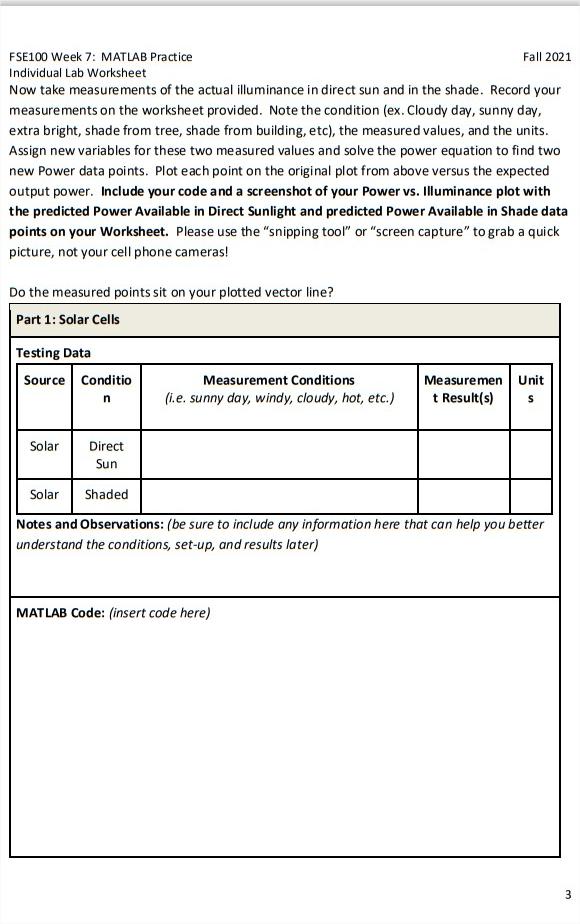 Fall 2021 FSE100 Week 7: MATLAB Practice Individual | Chegg.com