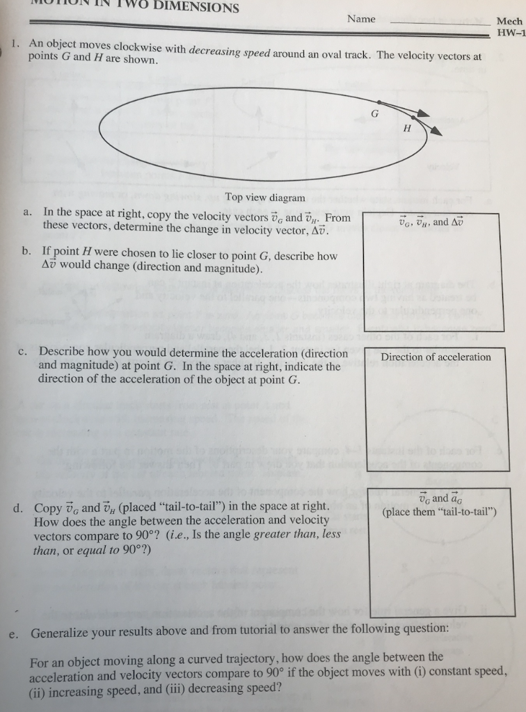 Solved MOTION IN TWO DIMENSIONS Name Mech HW-1 An object | Chegg.com