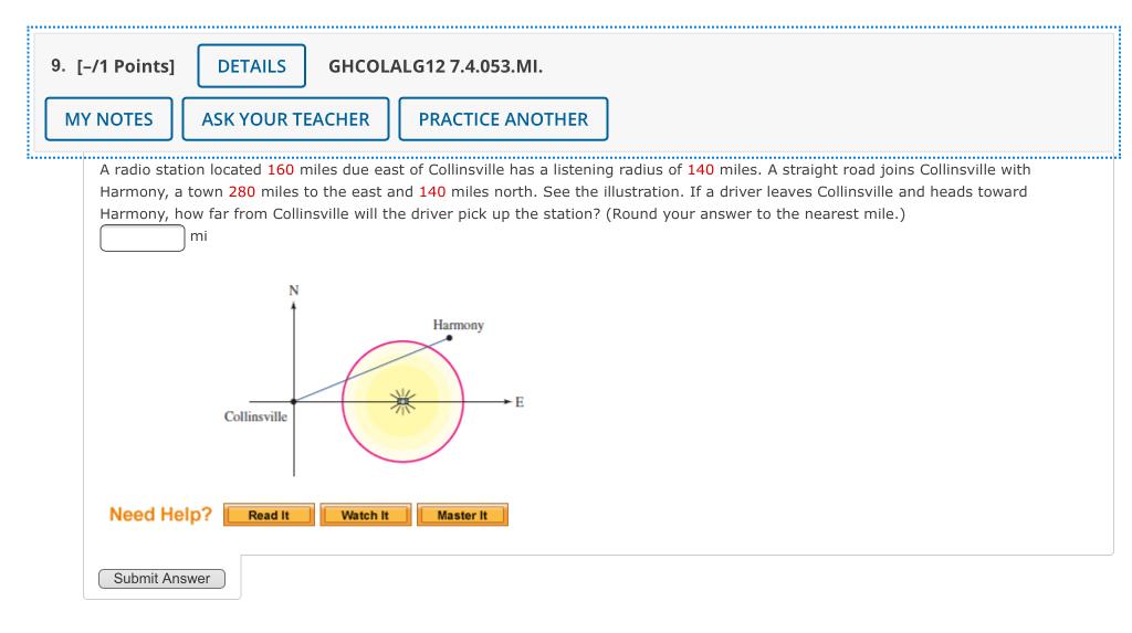 Solved A radio station located 160 miles due east of | Chegg.com