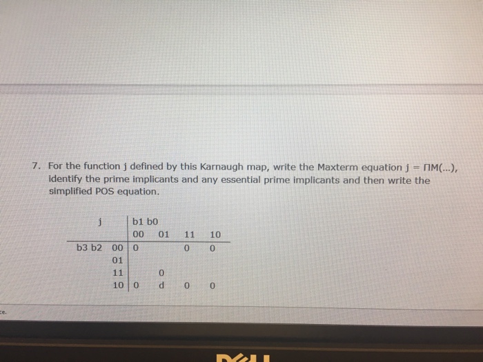Solved For the function j defined by this Karnaugh map, | Chegg.com