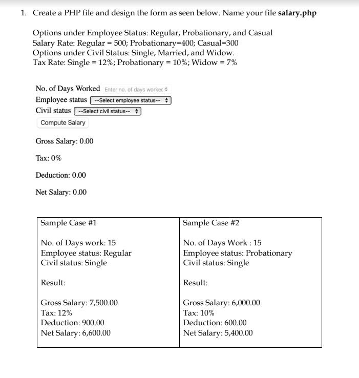 Solved Create a PHP file and design the form as seen below. | Chegg.com