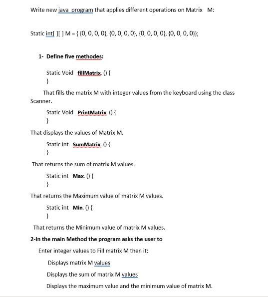 Solved Write new java program that applies different | Chegg.com