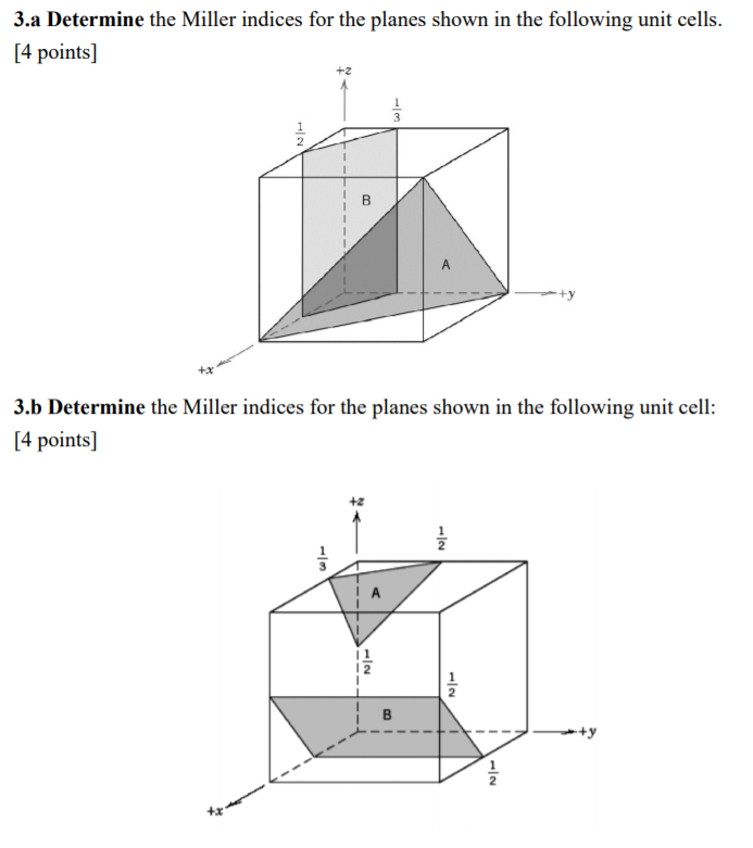 Solved 3.a Determine the Miller indices for the planes shown | Chegg.com