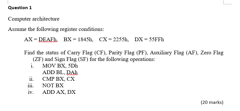 Solved Computer architecture Assume the following register | Chegg.com