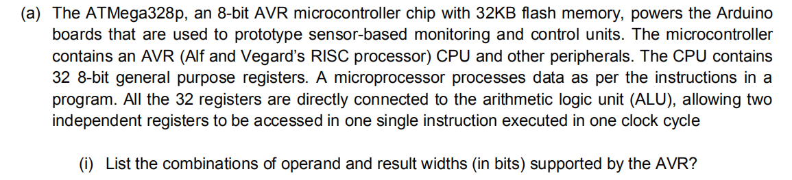 Solved (a) The ATMega328p, an 8-bit AVR microcontroller chip | Chegg.com