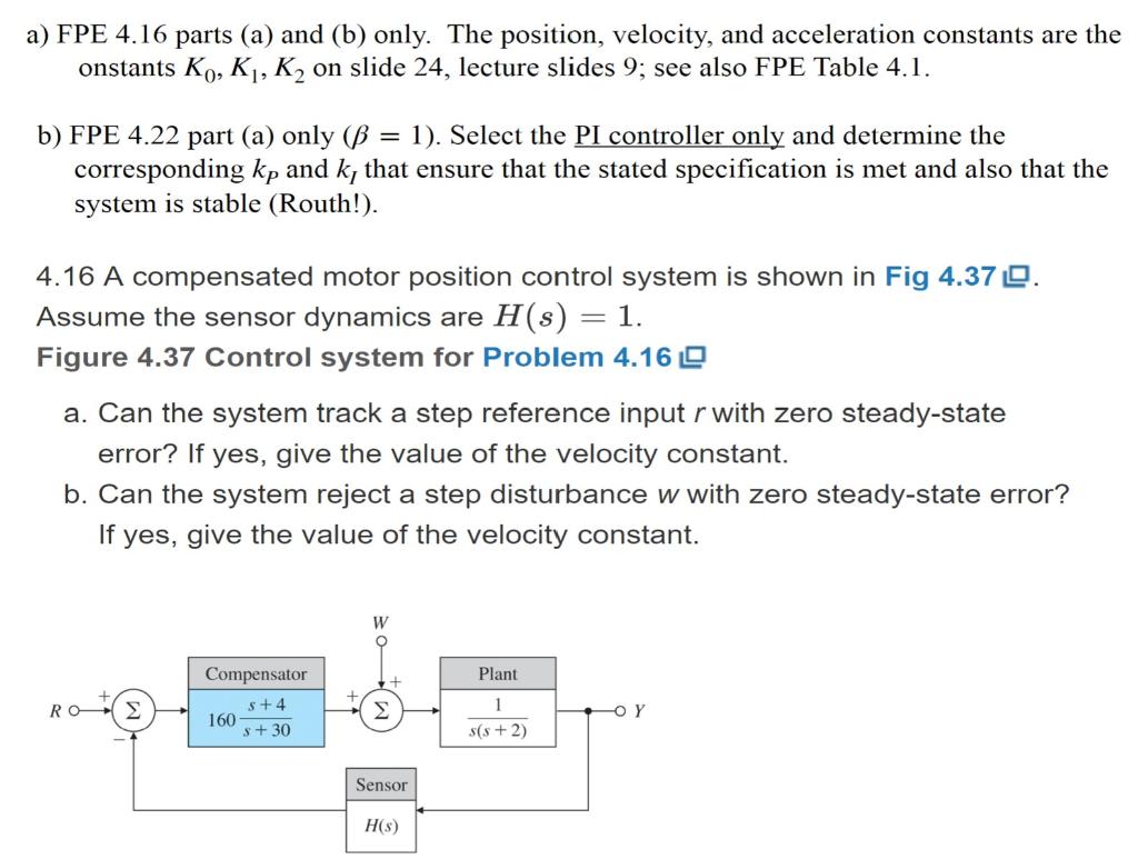 Solved a) FPE 4.16 parts (a) and (b) only. The position, | Chegg.com