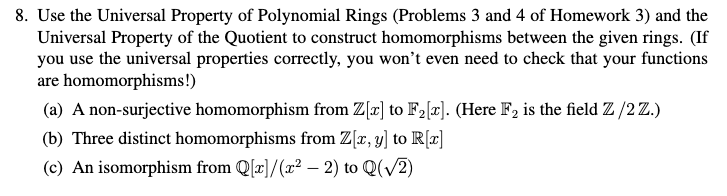 Solved Use the Universal Property of Polynomial Rings | Chegg.com