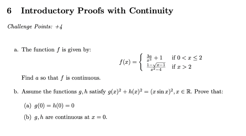 Solved 6 Introductory Proofs with Continuity Challenge | Chegg.com