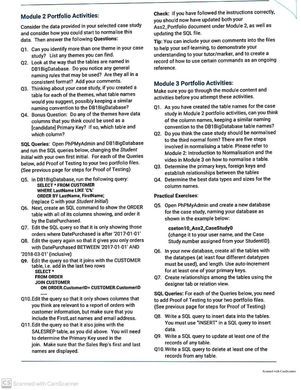 Module 2 Portfolio Activities: Check: If you have | Chegg.com