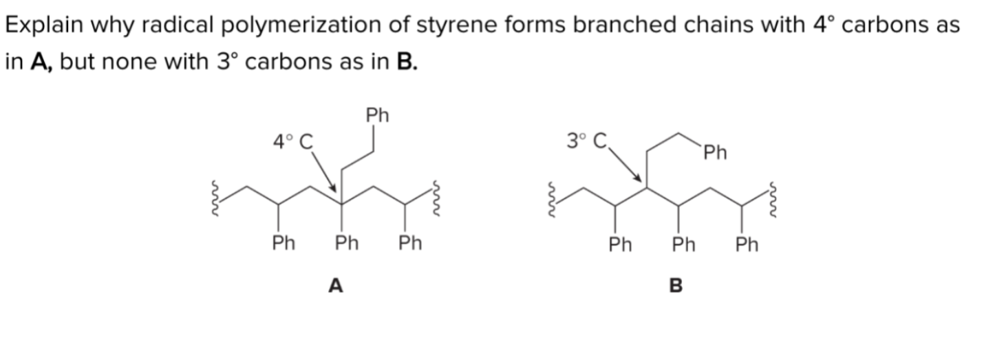 Solved Explain why radical polymerization of styrene forms | Chegg.com