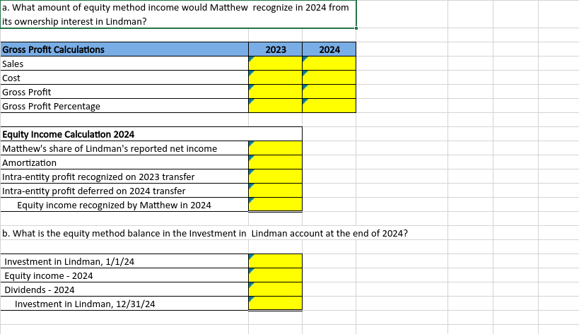 Solved Matthew, Incorporated owns 30 percent of the | Chegg.com