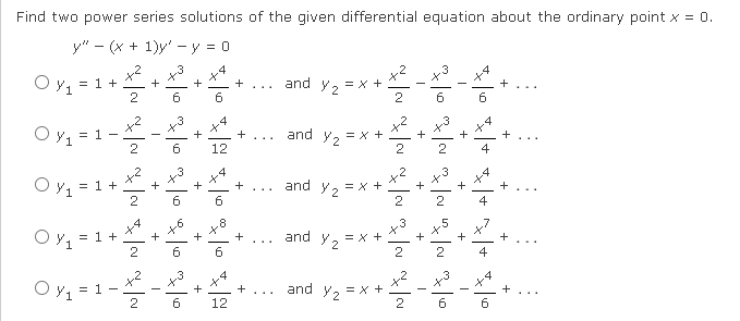 Solved Find two power series solutions of the given | Chegg.com