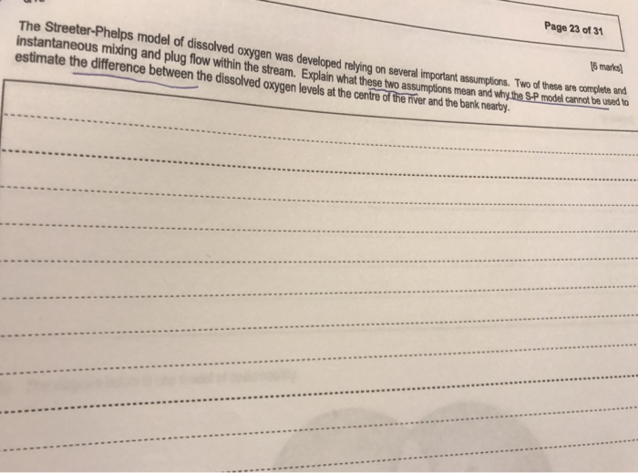 Solved The Streeter-Phelps model of dissolved oxygen was | Chegg.com