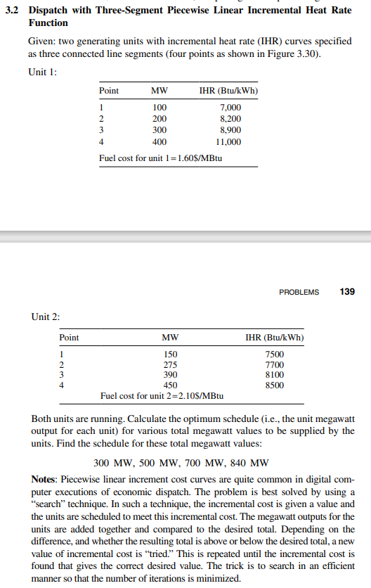 Solved 3.2 Dispatch with Three-Segment Piecewise Linear | Chegg.com