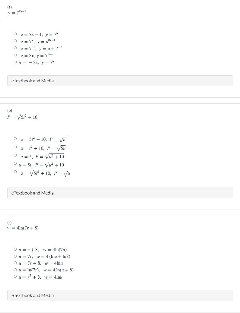 Solved Use the variable u for the inside function to express | Chegg.com