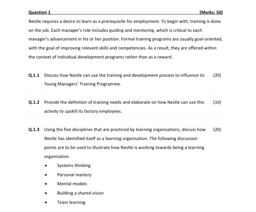 Solved Nestle requires a desire to learn as a prerequisite | Chegg.com