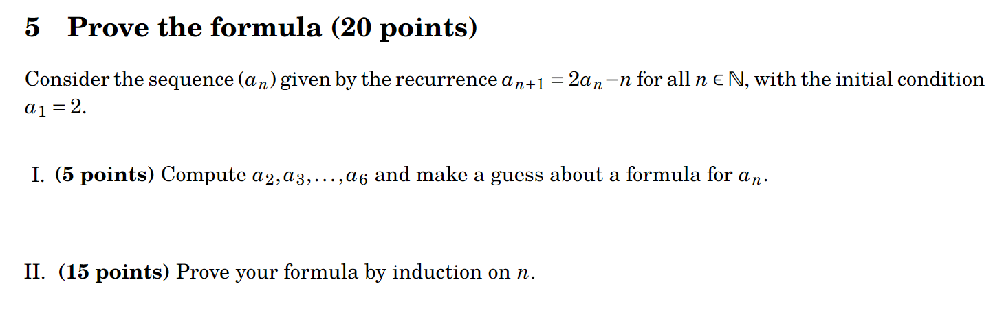 Solved 5 Prove the formula (20 points) Consider the sequence | Chegg.com