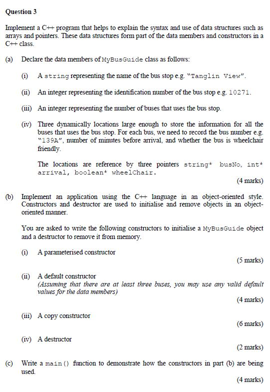 Solved Question 3 Implement a C++ program that helps to | Chegg.com