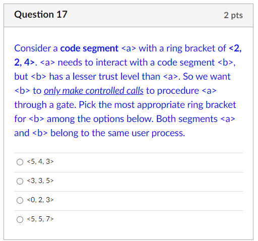Solved Consider a code segment with a ring bracket of | Chegg.com