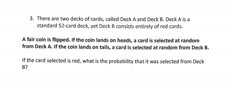 Solved 3. There are two decks of cards, called Deck A and | Chegg.com