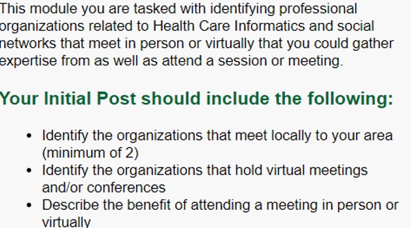 Solved Your Initial Post should include the | Chegg.com