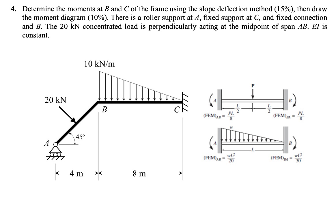 Solved 4. Determine the moments at B and C of the frame | Chegg.com
