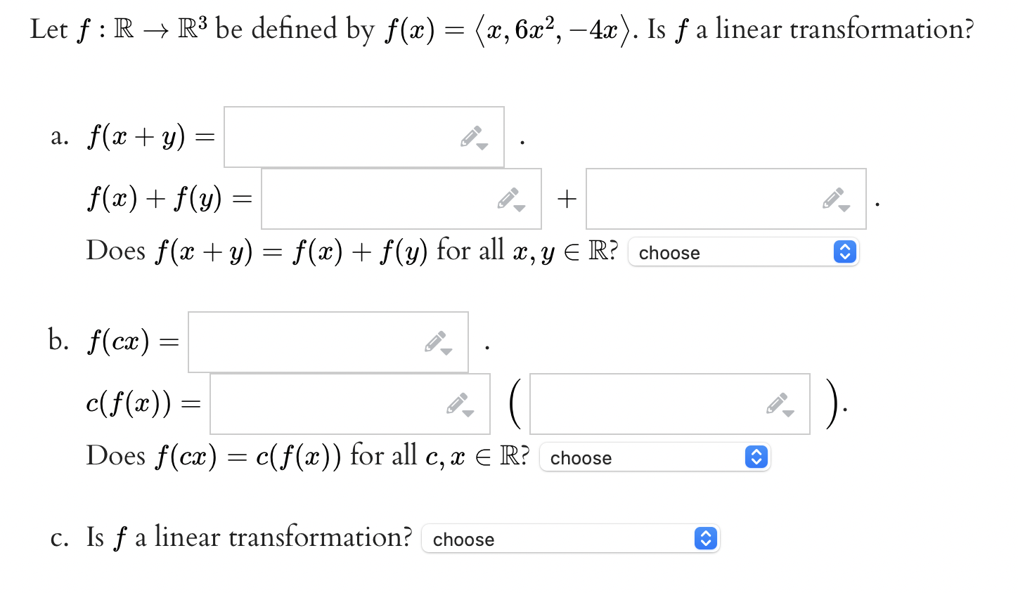 Solved et f:R→R3 be defined by f(x)= x,6x2,−4x . Is f a | Chegg.com