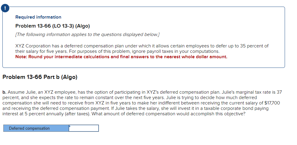 !Required informationProblem 13-66 (LO | Chegg.com