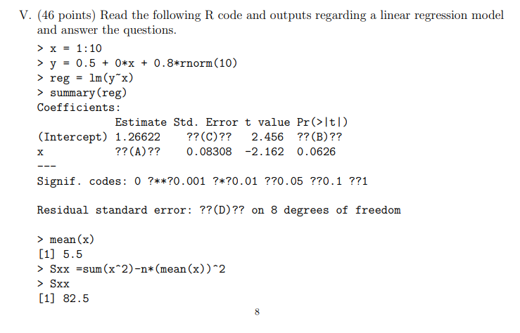 Solved (1) (4pts) Suppose we want to fit a linear regression | Chegg.com