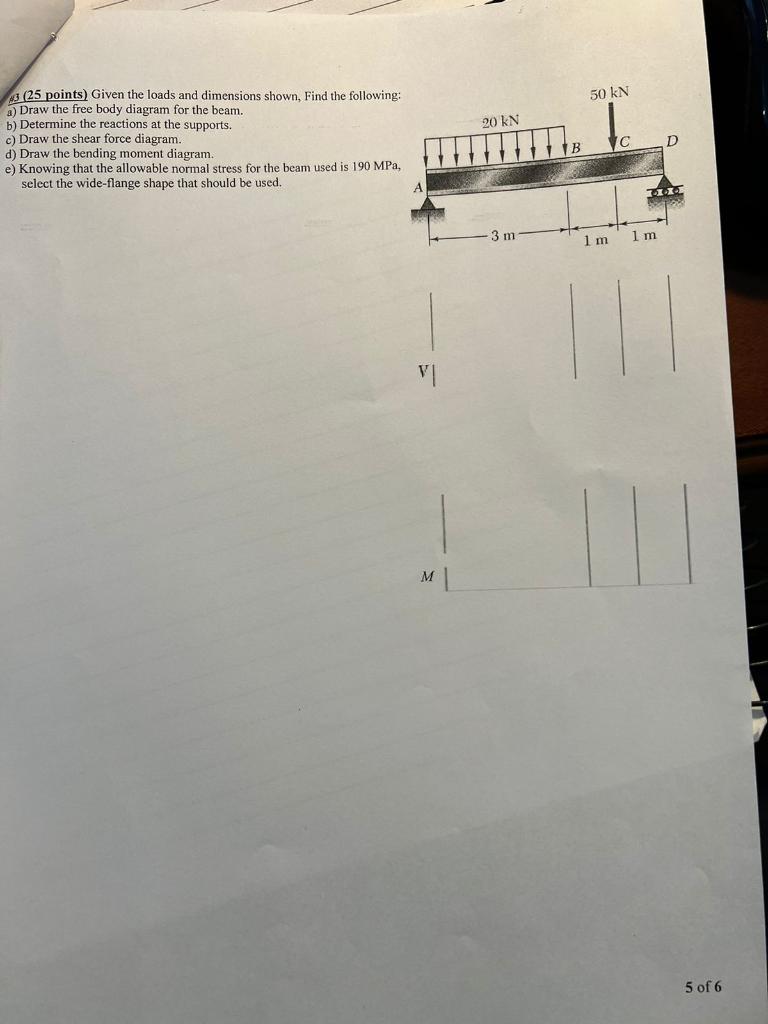 Solved 13 (25 points) Given the loads and dimensions shown, | Chegg.com