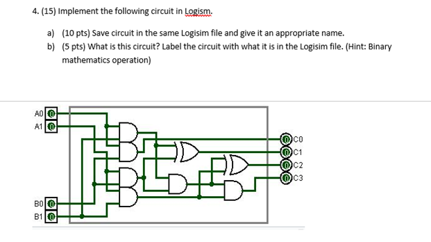 Solved 4. (15) Implement the following circuit in Logism. a) | Chegg.com