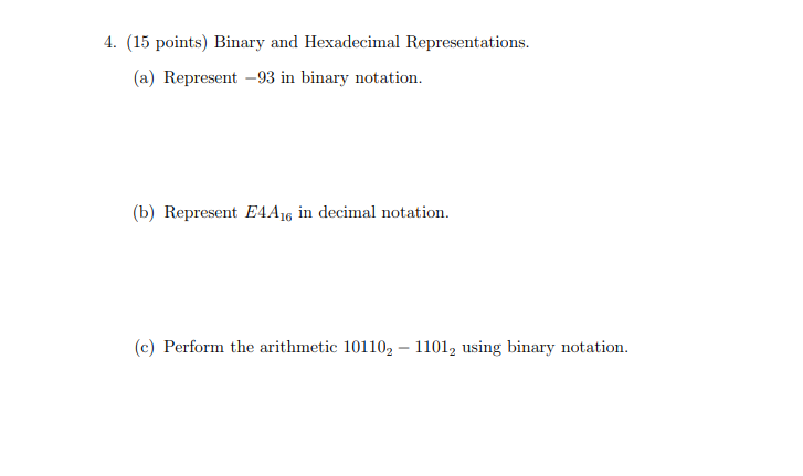 Solved 4. (15 points) Binary and Hexadecimal | Chegg.com