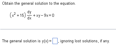 Solved The general solution is y(x)=, ﻿ignoring lost | Chegg.com