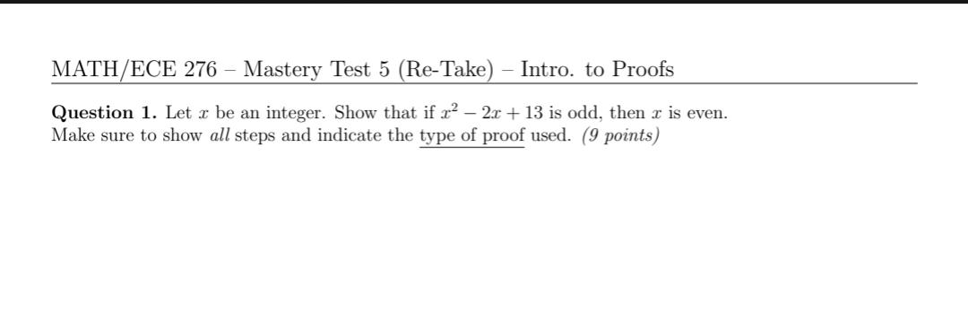 Solved MATH/ECE 276 - Mastery Test 5 (Re-Take) - Intro. to | Chegg.com