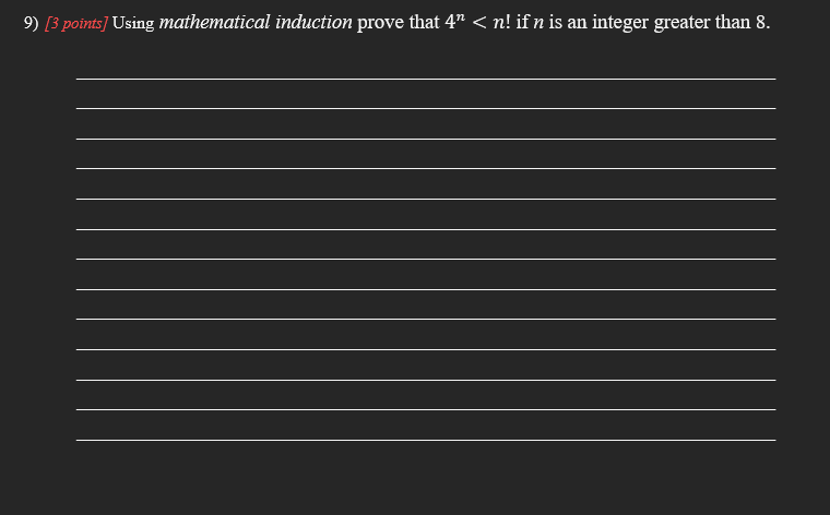 Solved 9) [3 points] Using mathematical induction prove that | Chegg.com