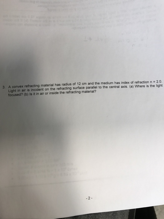 Solved A Convex Refracting Material Has Radius Of 12 Cm And
